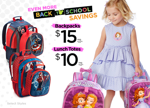 disneystore.com: Back to School savings! $15 Packs & $10 Totes